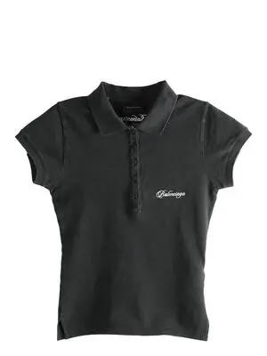 Balenciaga Cropped Polo T-shirt - Black