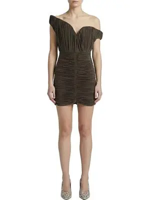 Magda Butrym Selene Draped And Ruched Mini Dress - Brown