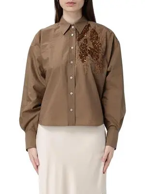 Brunello Cucinelli Cotton Blend Shirt With Sequins - Sand