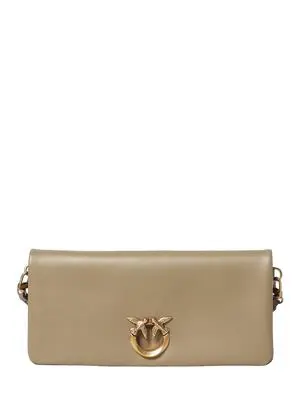 Pinko Pinko Click Soft Horizontal Classic Leather Clutch Grey