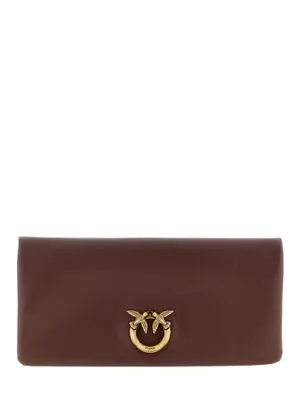 Pinko Click Soft Horizontal Classic Leather Clutch - Wine