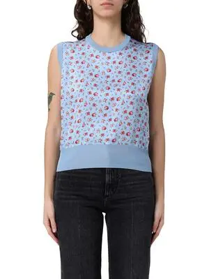 Dolce & Gabbana Sleeveless Silk Top With Floral Print - Blue