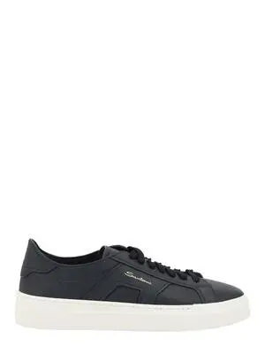 SANTONI Santoni Grained Leather Lace-Up Sneakers