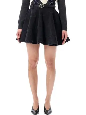 SELF-PORTRAIT Belted A-line Skirt - Black
