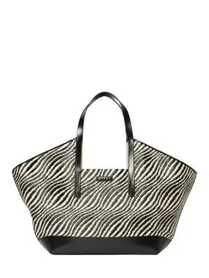 Marni Zebra Print Raffia Tote Bag - Black