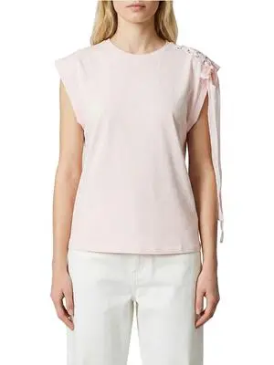 Pinko Pinko Viscose Blend T-Shirt With Bow Detail Pink
