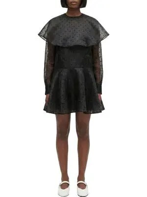 GANNI Polka Dot Tulle Mini Dress - Black