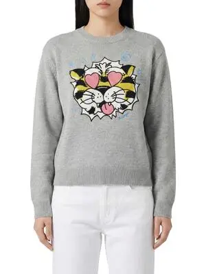 Kenzo Tiger Graphic Knit Sweater - Grey
