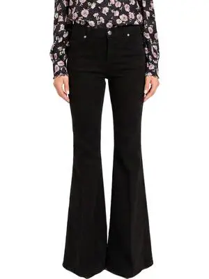 TWINSET High-waist Flared Stretch Denim Jeans - Black