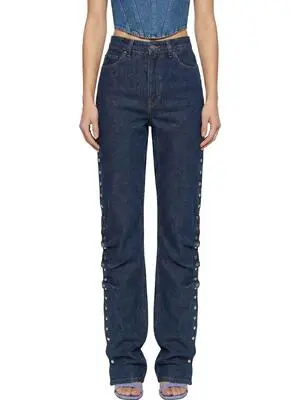 ROTATE BY BIRGER CHRISTENSEN Rotate Button Detailed Straight Leg Jeans Blue