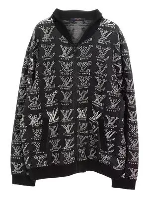 LOUIS VUITTON 2010s Cartoon Jacquard Zip-up Jacket - Black
