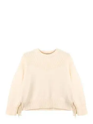 Whistles Relaxed-fit Fringed Cotton-blend Jumper - Cream
