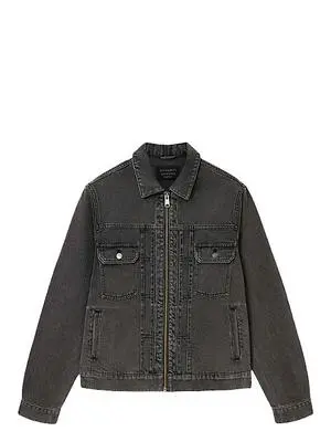 ALLSAINTS Brightmore Zip-up Denim Jacket - Dirty Black