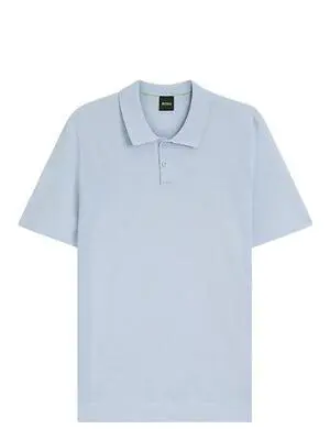BOSS Brand-print Regular-fit Cotton-blend Polo Shirt - Open Blue