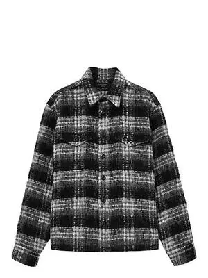 ALLSAINTS Kory Checked Patch-pocket Wool-blend Shirt - Black/charcoal