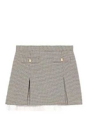 Maje Houndstooth Mini Skirt - Brown Checks
