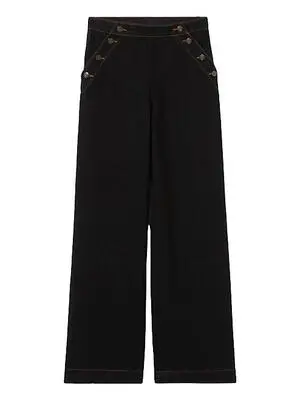 Claudie Pierlot Contrast-stitch Wide-leg High-rise Jeans - Black