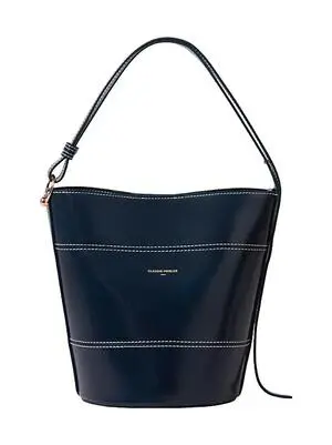 Claudie Pierlot Grained-texture Leather Bucket Bag - Navy
