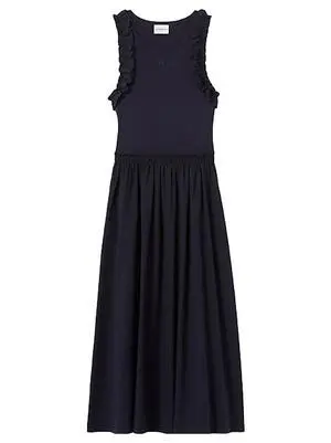 Claudie Pierlot Two-in-one Sleeveless Cotton Midi Dress - Navy