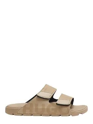 Hugo Branded Faux-suede Sandals - Open Beige