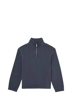 REISS Quinn Half-zip Cotton-blend Sweatshirt - Airforce Blue