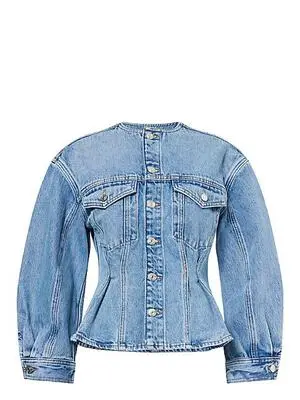 FRAME The Nipped Collarless Denim Jacket - Umbria
