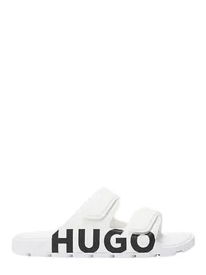 Hugo Brand-print Rubber Sliders - White