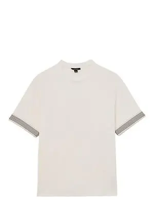 REISS Aries Striped-trim Stretch-woven T-shirt - White