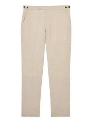REISS Fibre Slim-leg Wool Trousers - Oatmeal Brown