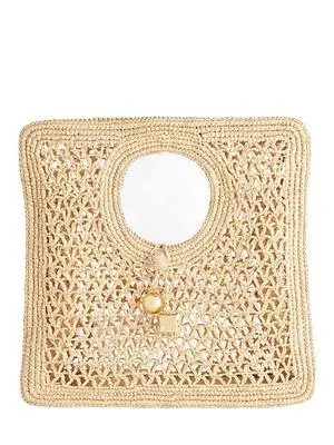 JACQUEMUS Le Petit Carre Spiaggia Raffia Bag