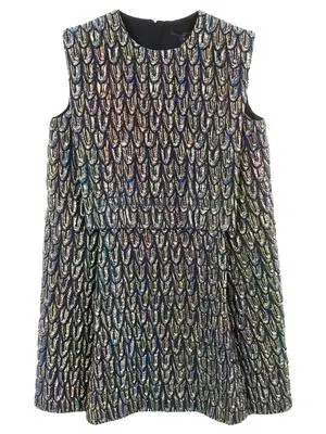 LOUIS VUITTON 2010s Feather-embroidered Dress - Blue