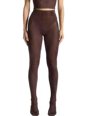Manière De Voir Contour-footsie Knit Leggings - Brown