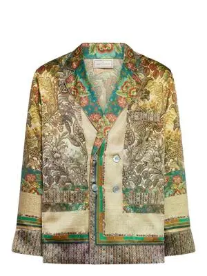 PIERRE-LOUIS MASCIA Floral-print Silk Jacket - Neutrals