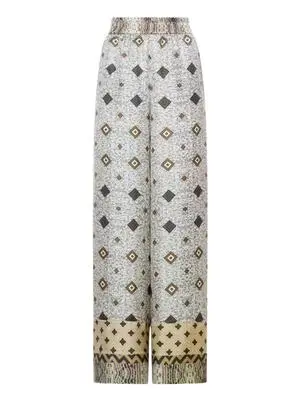 PIERRE-LOUIS MASCIA Geometric-print Palazzo Pants - Grey