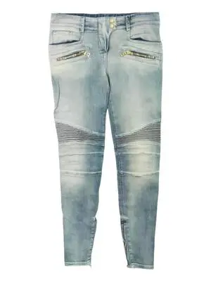 Balmain 2010s Biker Jeans With Zip Detail - Blue