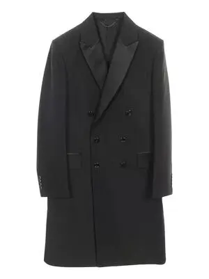 LOUIS VUITTON Double-breasted Peaked Lapel Coat - Black