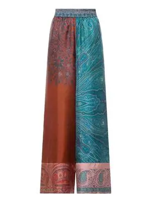 PIERRE-LOUIS MASCIA Paisley Wide Leg Palazzo Pants - Blue