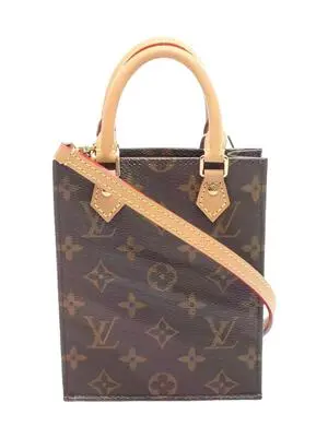 LOUIS VUITTON Petit Sac Plat Monogram Top-handle Bag - Brown