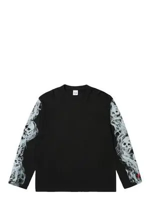 PALACE Smoked Waffle Long Sleeve Tee Shirt - Black