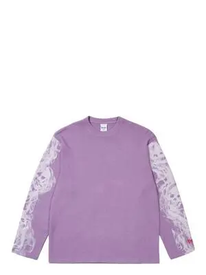 PALACE Smoked Waffle Long Sleeve Tee Shirt - Flat Grape