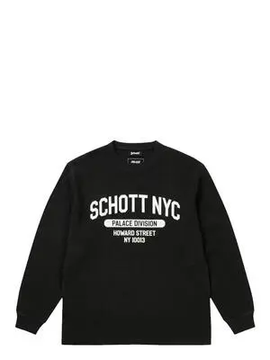 PALACE Schott Waffle Long Sleeve Tee Shirt - Black