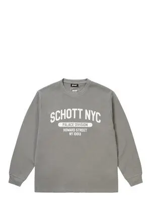 PALACE Schott Waffle Long Sleeve Tee Shirt - Grey
