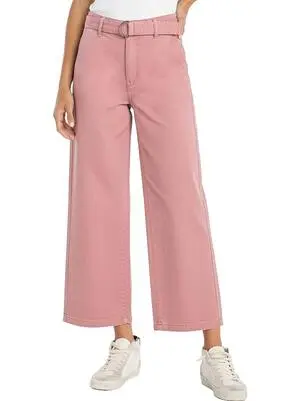 LIVERPOOL Stride Belted High-waist Wide-leg Jeans - Misty Blush