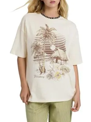 BILLABONG Oversized Cotton Graphic T-shirt - White Cap