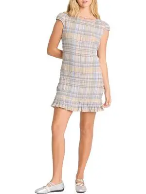 BILLABONG Plaid Smocked Mini Dress - Twilight Blue