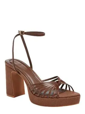 OPEN EDIT Emily Ankle Strap Platform Sandal - Brown Chocolate