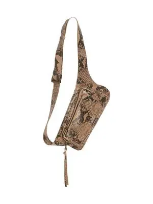 Free People Avalon Leather Sling Bag - Snake Print Tan