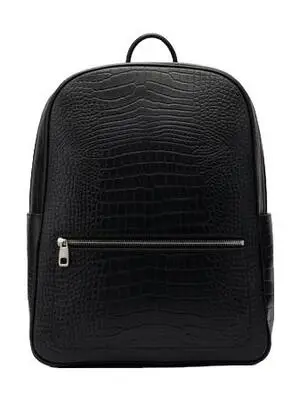 MARC NOLAN Fulton Croc-embossed Calfskin Leather Backpack - Black Crocskin