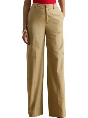RALPH LAUREN High-Waist Wide-Leg Cotton Twill Pants