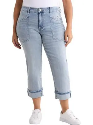 LIVERPOOL Cuffed Crop Girlfriend Jeans - Cruise